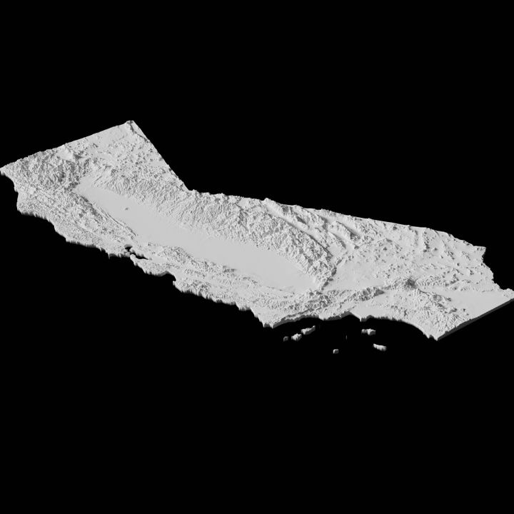 3D Printable USA State of California Topographic Map - 3D Terrain Elevation - Relief Map ...