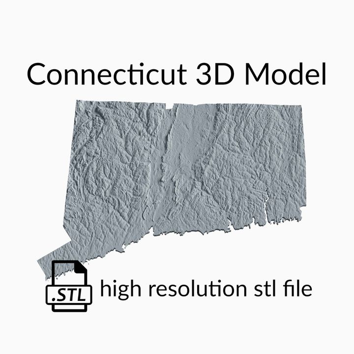 3D Printable USA State of Connecticut Topographic Map - 3D Terrain ...