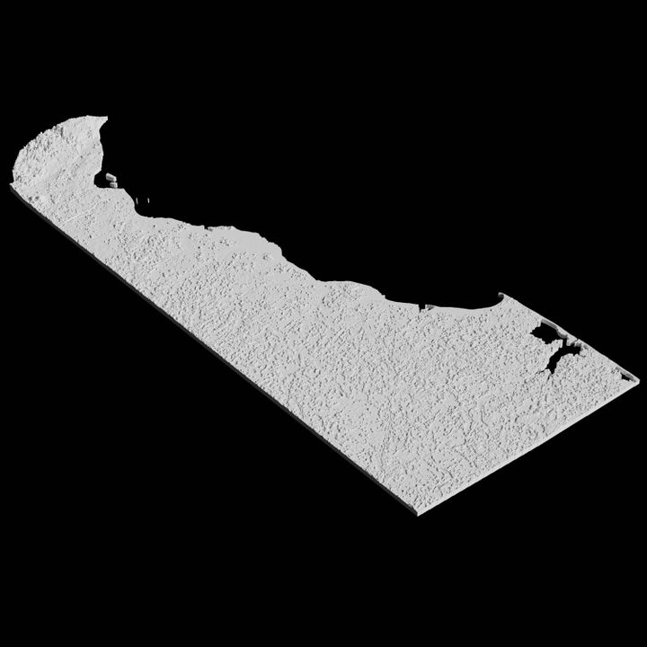 3D Printable USA State of Delaware Topographic Map - 3D Terrain Elevation - Relief Map ...