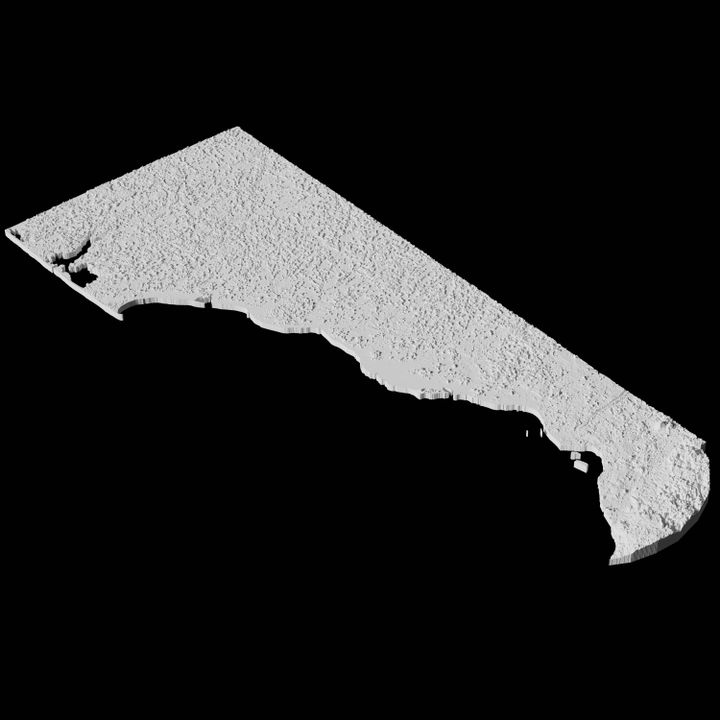 3D Printable USA State of Delaware Topographic Map - 3D Terrain Elevation - Relief Map ...