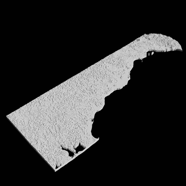 3D Printable USA State of Delaware Topographic Map - 3D Terrain Elevation - Relief Map ...