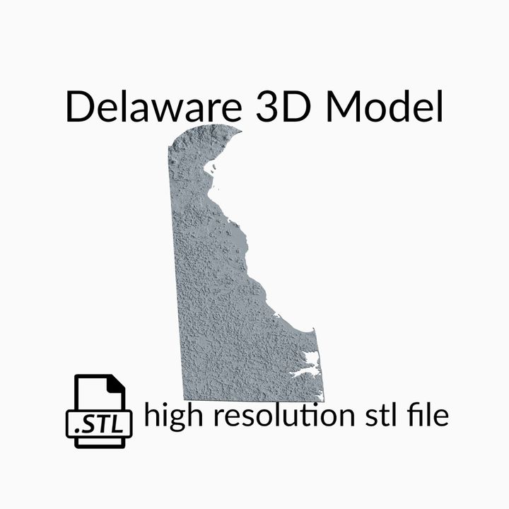 3D Printable USA State of Delaware Topographic Map - 3D Terrain ...