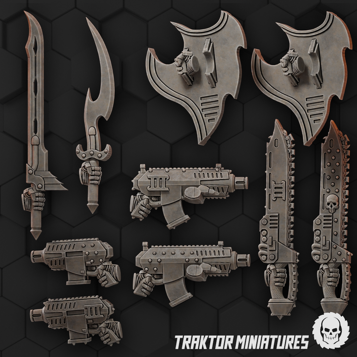 3D Printable Mk Hex Phoenix Weapons by Traktor Miniatures