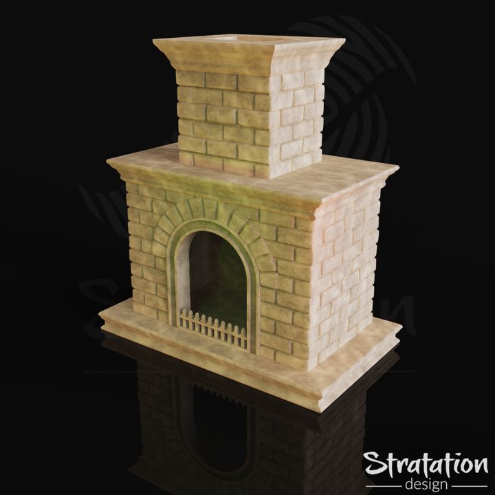 3D Printable Rustic Fireplace Decor by Stratation Design