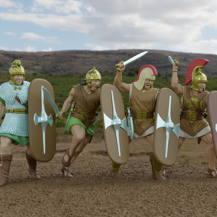 3D Printable 28mm Celt Iberian Scutarii Swordsmen by Barry Adam Hill
