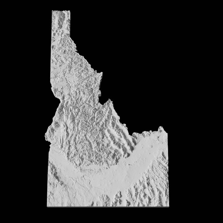 3D Printable USA State of Idaho Topographic Map - 3D Terrain Elevation ...