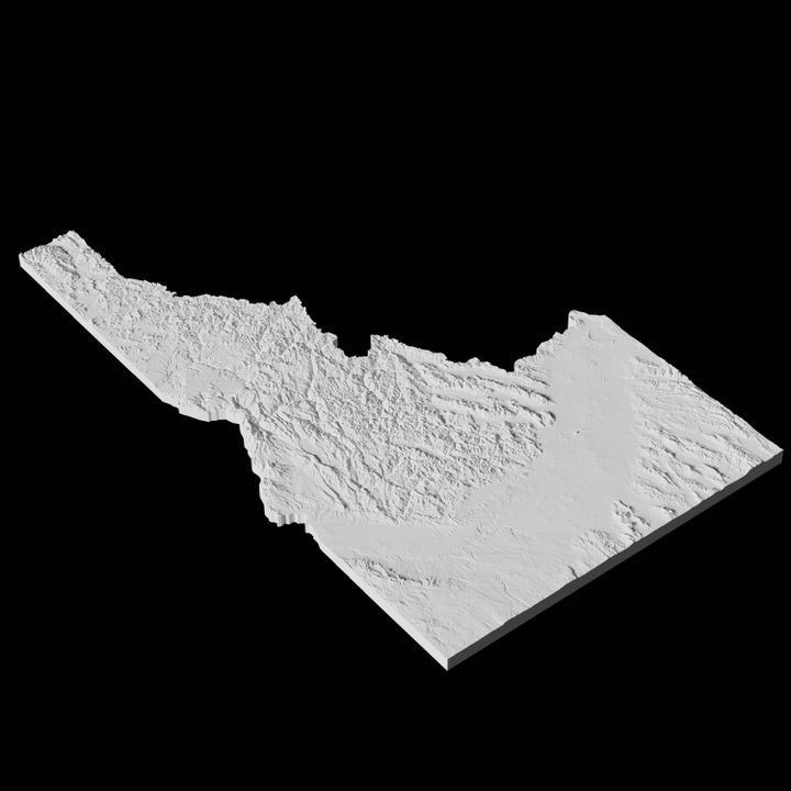 3D Printable USA State of Idaho Topographic Map - 3D Terrain Elevation ...
