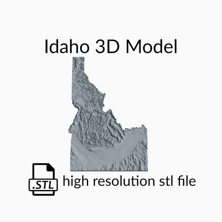 3D Printable USA State of Idaho Topographic Map - 3D Terrain Elevation ...
