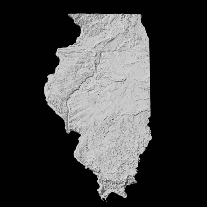 3D Printable USA State of Illinois Topographic Map - 3D Terrain ...