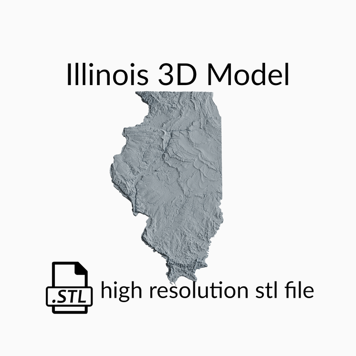 3D Printable USA State of Illinois Topographic Map - 3D Terrain ...