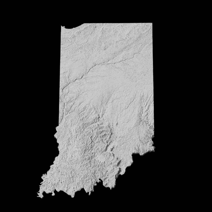 3D Printable USA State of Indiana Topographic Map - 3D Terrain ...