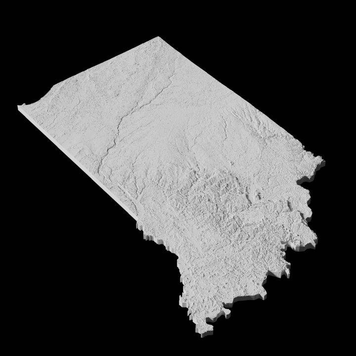 3D Printable USA State of Indiana Topographic Map - 3D Terrain ...