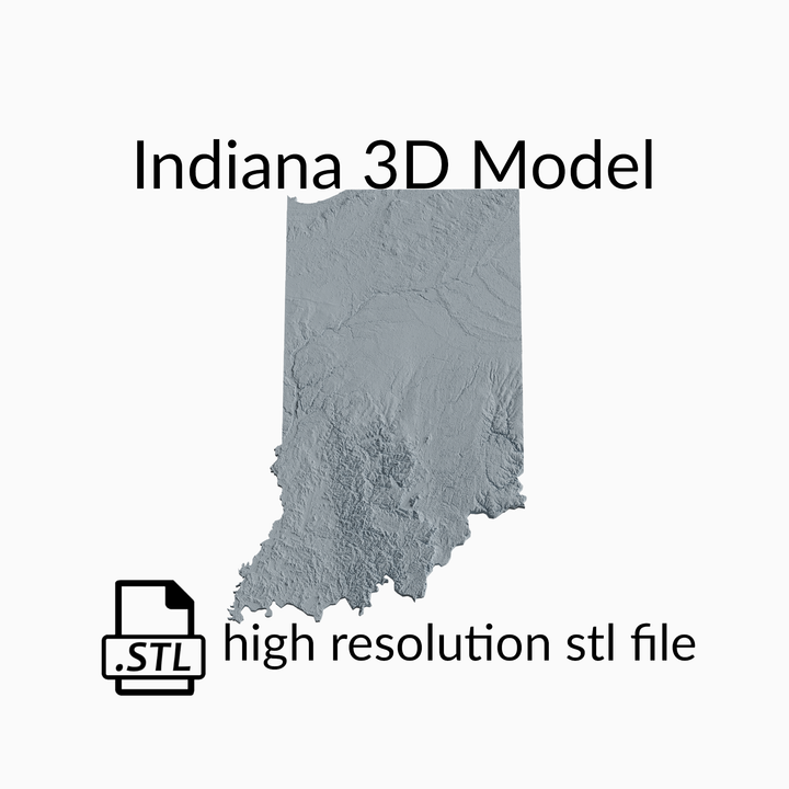 3D Printable USA State of Indiana Topographic Map - 3D Terrain ...