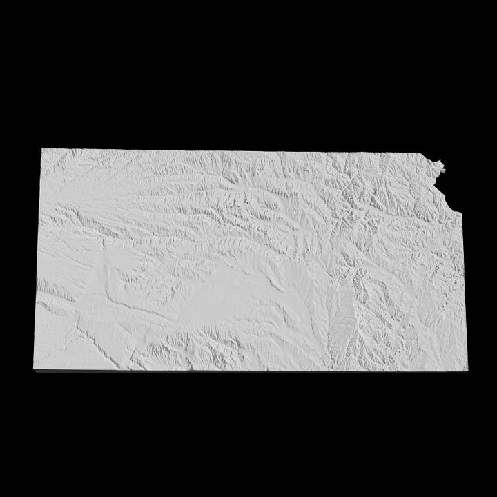 3D Printable USA State of Kansas Topographic Map - 3D Terrain Elevation ...