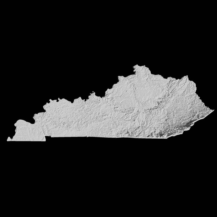 3D Printable USA State of Kentucky Topographic Map - 3D Terrain Elevation - Relief Map ...