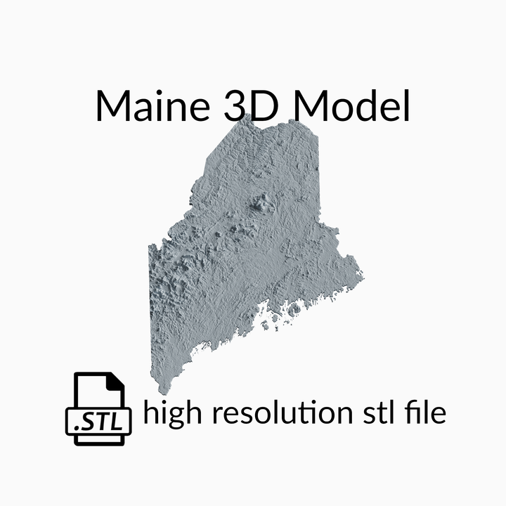 3D Printable USA State of Maine Topographic Map - 3D Terrain Elevation - Relief Map - Topography ...