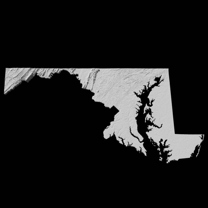 3D Printable USA State of Maryland Topographic Map - 3D Terrain ...