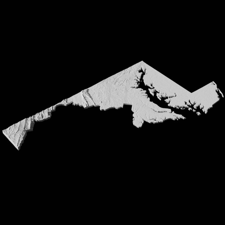 3D Printable USA State of Maryland Topographic Map - 3D Terrain ...
