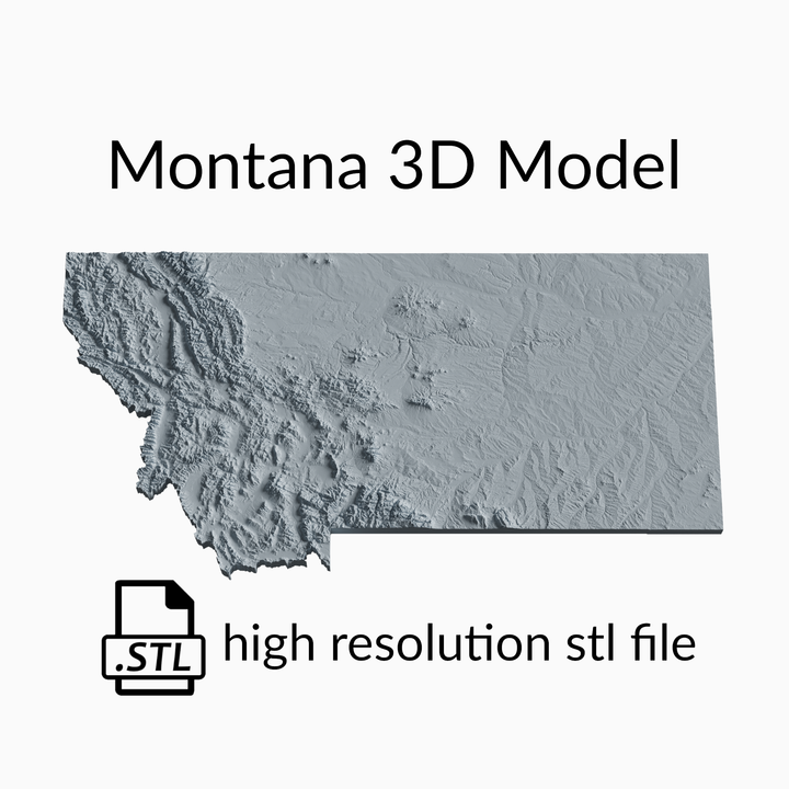 3D Printable USA State of Montana Topographic Map - 3D Terrain ...