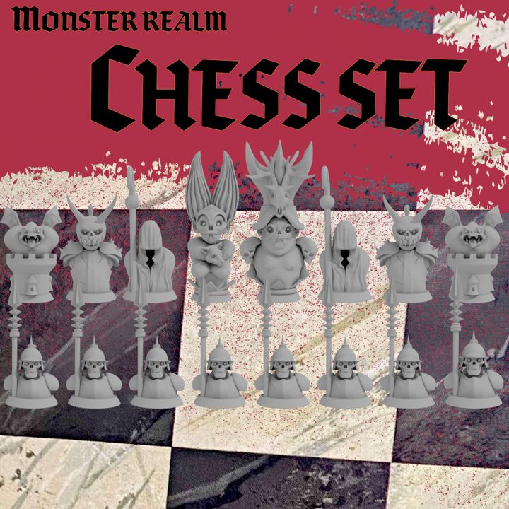 3D Printable Monster Realm Chess Set by The WarGamer