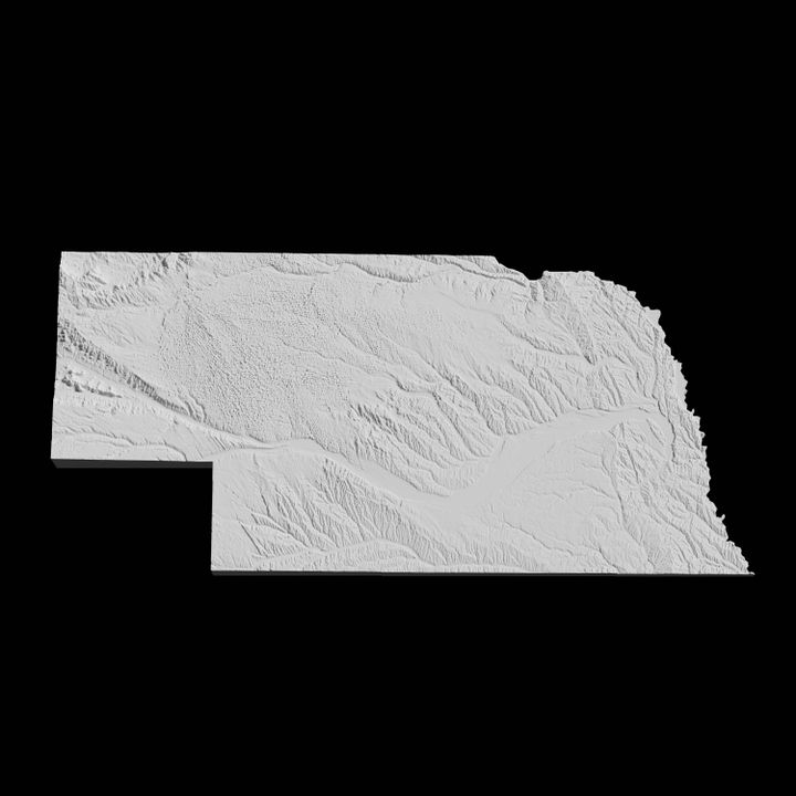 3D Printable USA State of Nebraska Topographic Map - 3D Terrain ...