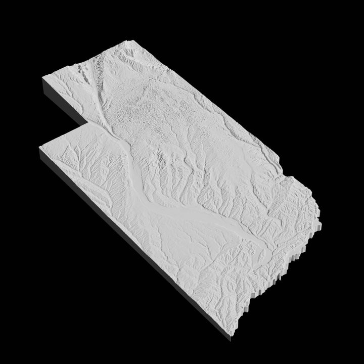 3D Printable USA State of Nebraska Topographic Map - 3D Terrain Elevation - Relief Map ...
