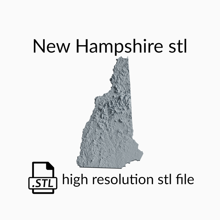3D Printable USA State of New Hampshire Topographic Map - 3D Terrain ...