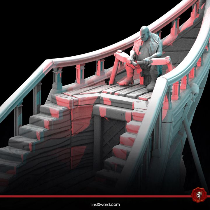 3D Printable Fallen Lineage Bireme and Crew by LastSword Miniatures