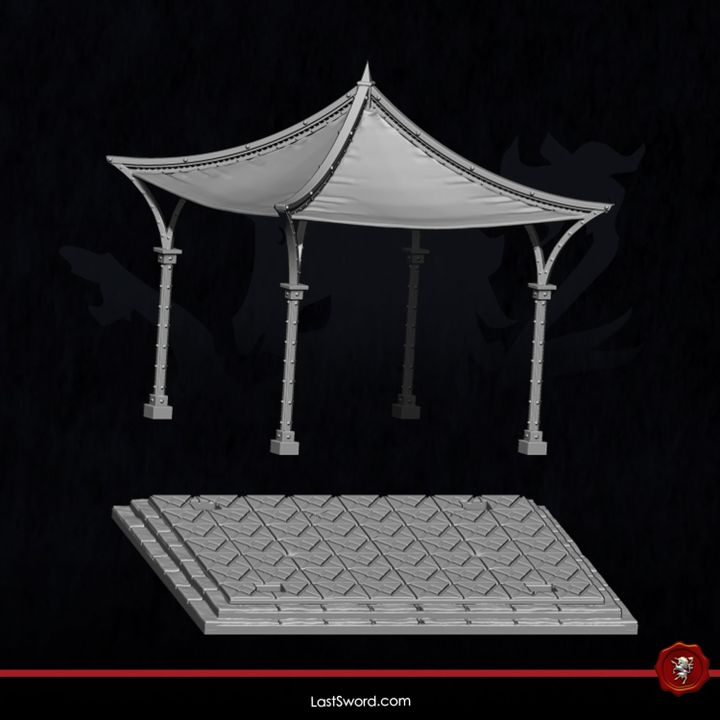 3D Printable Fallen Lineage Market Stall by LastSword Miniatures