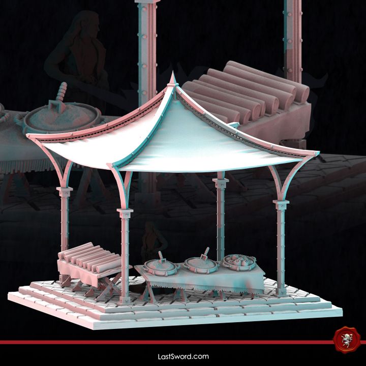 3D Printable Fallen Lineage Market Stall by LastSword Miniatures