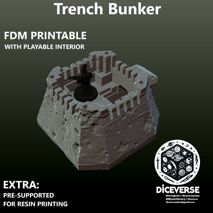 3D Printable Trench Terrain: Bunker by Diceverse