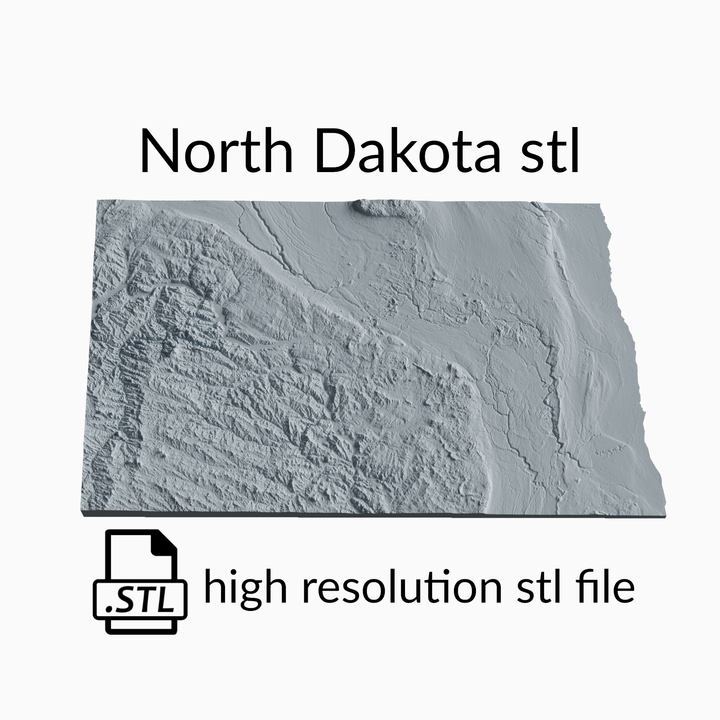 3D Printable USA State of North Dakota Topographic Map - 3D Terrain ...