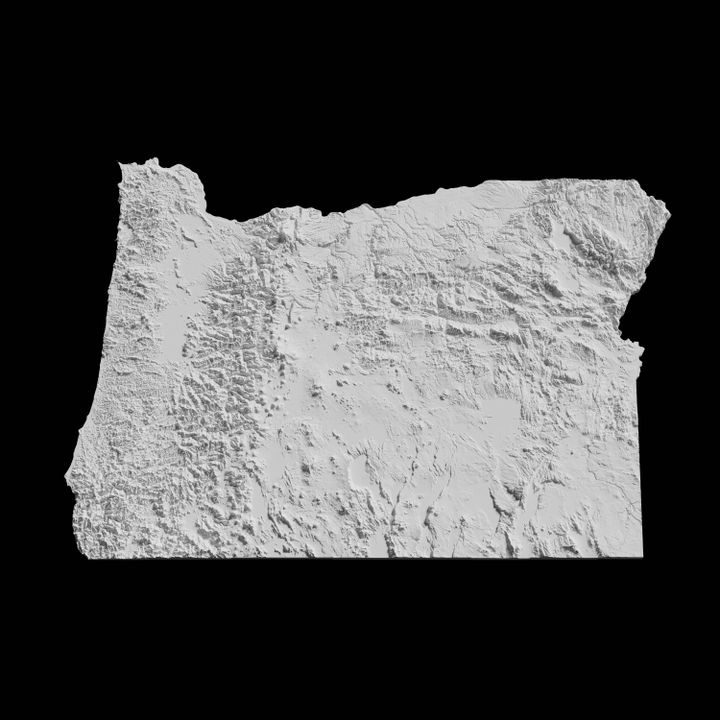 3D Printable USA State of Oregon Topographic Map - 3D Terrain Elevation ...