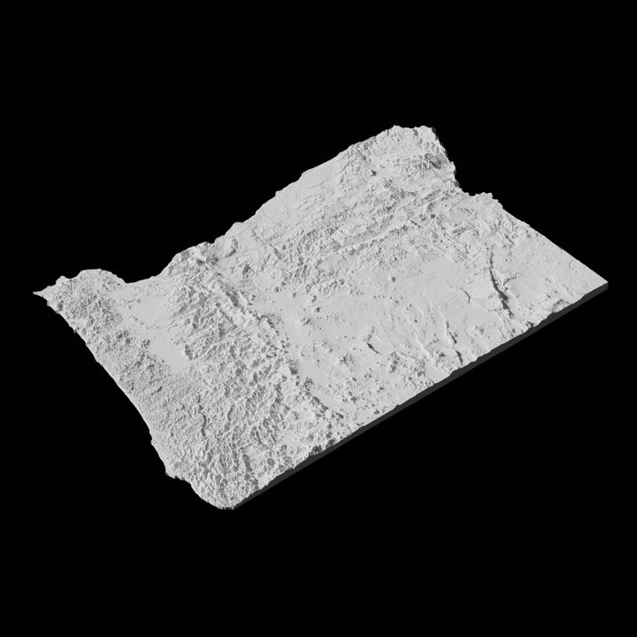 3D Printable USA State of Oregon Topographic Map - 3D Terrain Elevation ...