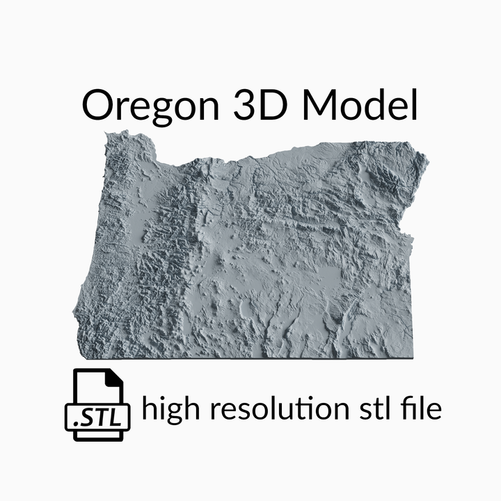 3D Printable USA State of Oregon Topographic Map - 3D Terrain Elevation ...