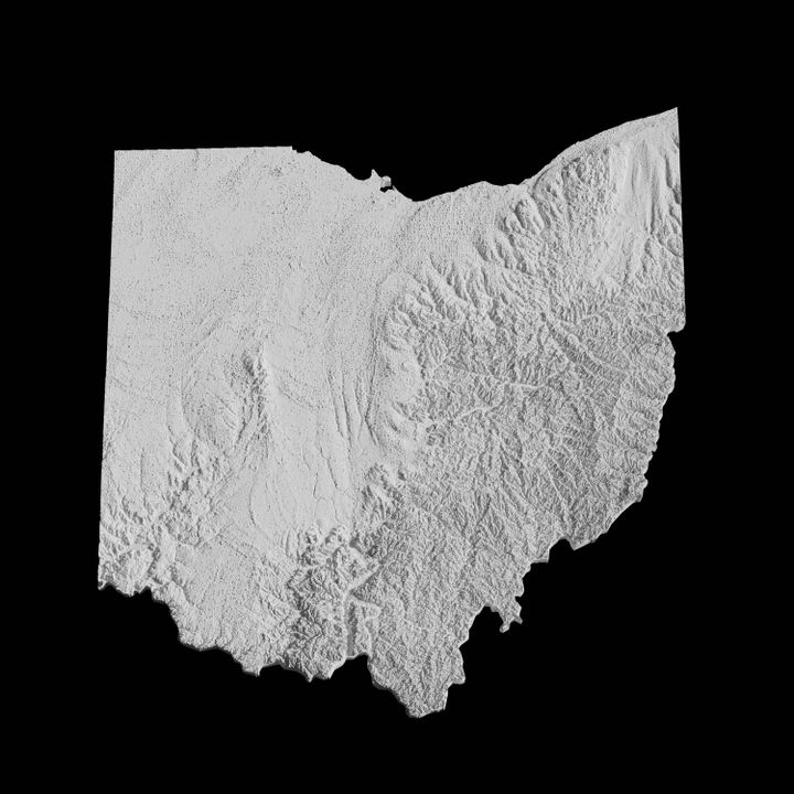3D Printable USA State of Ohio Topographic Map - 3D Terrain Elevation - Relief Map - Topography ...