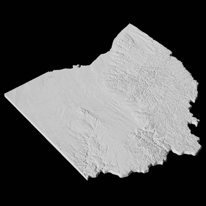 3D Printable USA State of Ohio Topographic Map - 3D Terrain Elevation ...