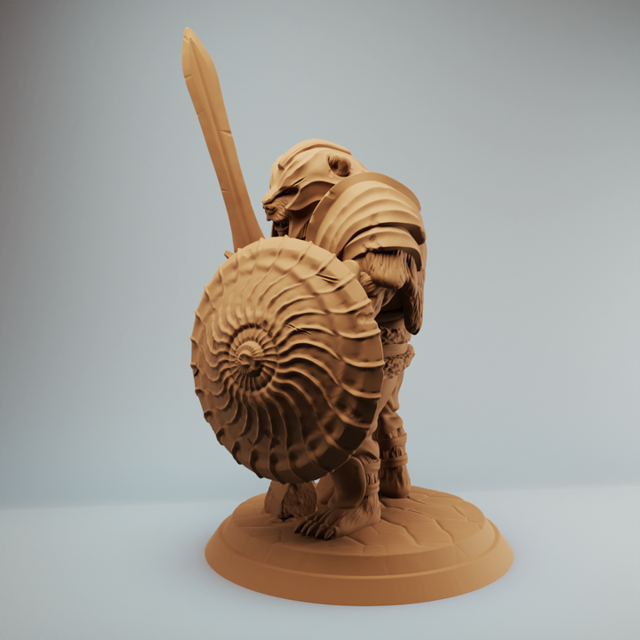 3D Printable Werebear, bear fighter guardian with sword and shield ...
