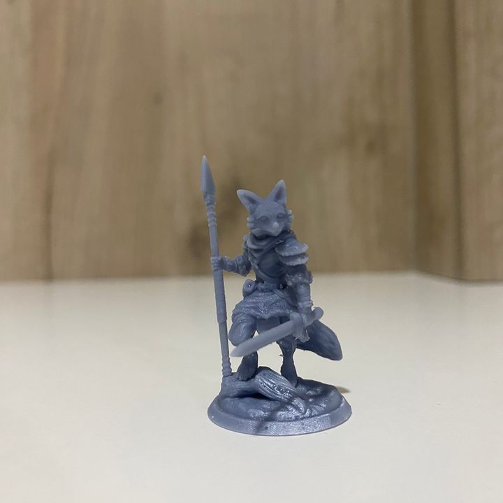 3D Printable Fox scout or ranger with spear and sword - pre supported ...