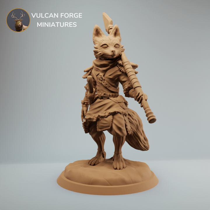 3D Printable Fox scout or ranger with spear - pre supported by Vulcan ...