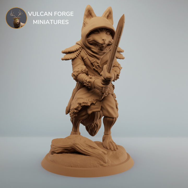 3D Printable Fox scout or ranger with sword and hood - pre supported by ...