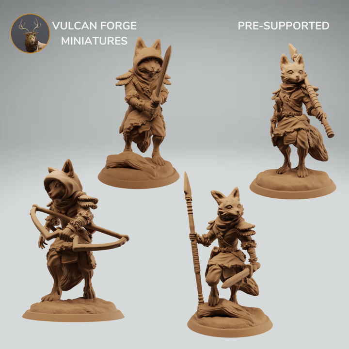 3D Printable Fox scout or ranger set of 4 miniatures - pre supported by ...