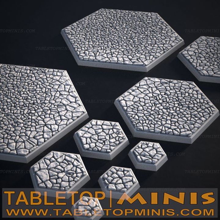 3D Printable Cobble Stone Hexagonal Base by TableTopMinis