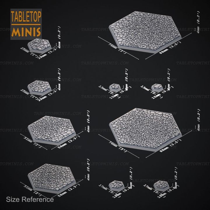 3D Printable Cobble Stone Hexagonal Base by TableTopMinis