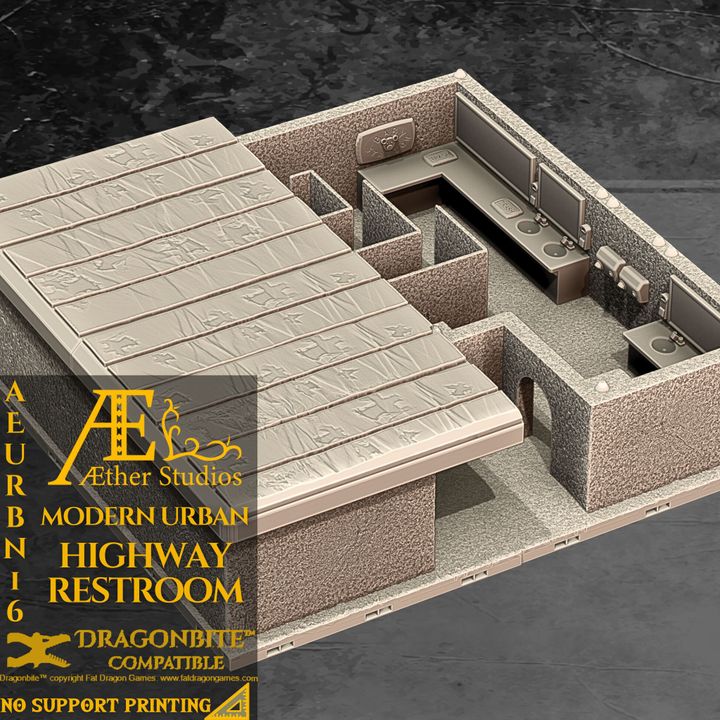 3D Printable AEURBN16 - Highway Restroom by Aether Studios