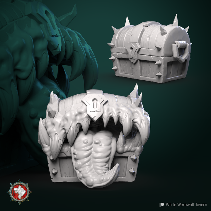 3D Printable Chest mimic V3 pre-supported by White Werewolf Tavern