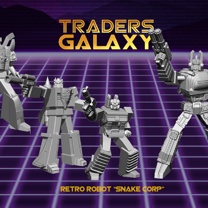 3D Printable Retro Robots Snake Corp by Traders Galaxy Miniatures and Games