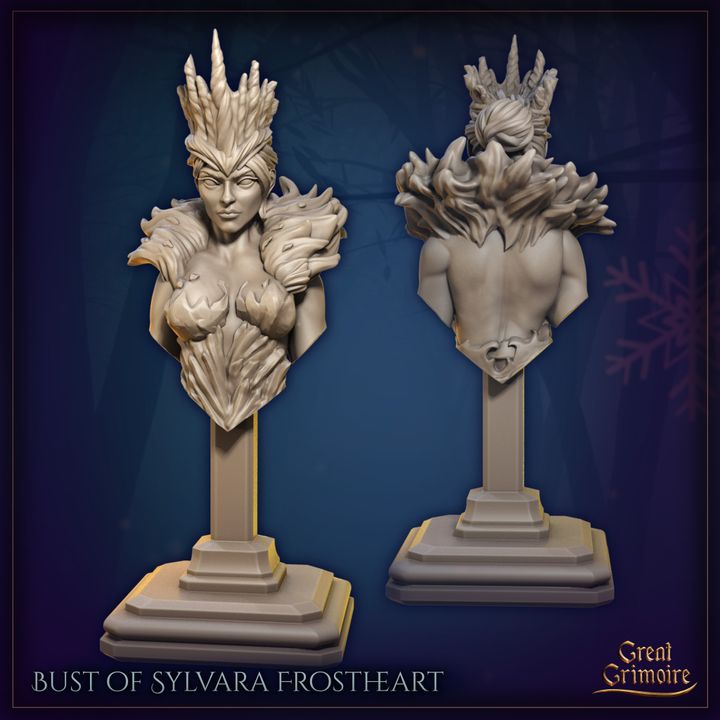 3D Printable Bust of Sylvara Frostheart by Great Grimoire
