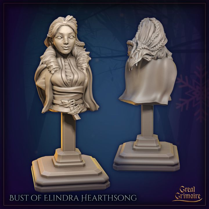3D Printable Bust of Elindra Hearthsong by Great Grimoire