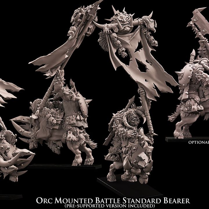3D Printable Orc mounted Battle Standard Bearer by Avatars of War